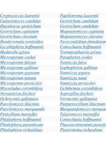 Medical Fungi Name Changes-Introduction, and Name Lists
